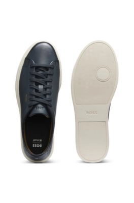 BOSS Cupsole Sneakers In Smooth Leather With Gold-tone Logo