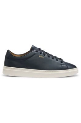 BOSS Cupsole Sneakers In Smooth Leather With Gold-tone Logo