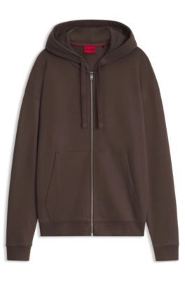 Hugo Cotton-terry Zip-up Hoodie With Logo Print