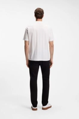 Hugo Relaxed-fit Mercerized-cotton Polo Shirt With Herringbone Stripes - White