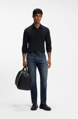 BOSS Waffle-textured Polo Shirt In Stretch Cotton