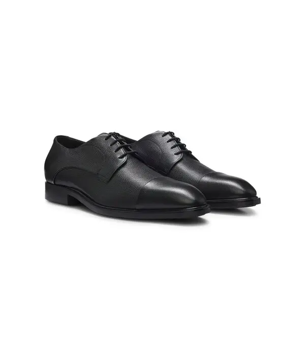 BOSS Italian-made Derby Shoes In Grained Leather