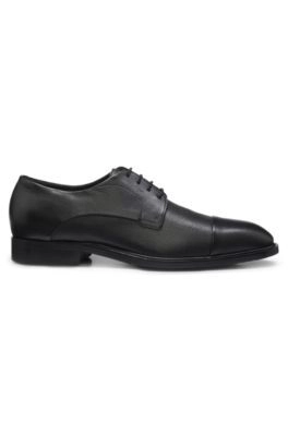 BOSS Italian-made Derby Shoes In Grained Leather