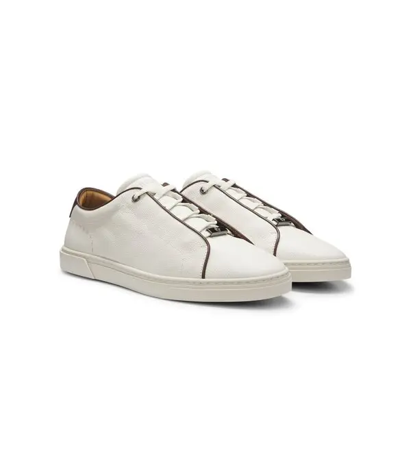 BOSS Lace-up Sneakers In Grainy Italian Leather