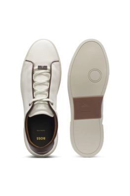 BOSS Lace-up Sneakers In Grainy Italian Leather