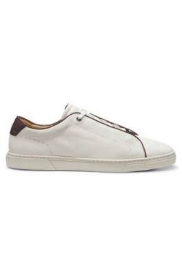 BOSS Lace-up Sneakers In Grainy Italian Leather