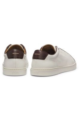 BOSS Lace-up Sneakers In Grainy Italian Leather