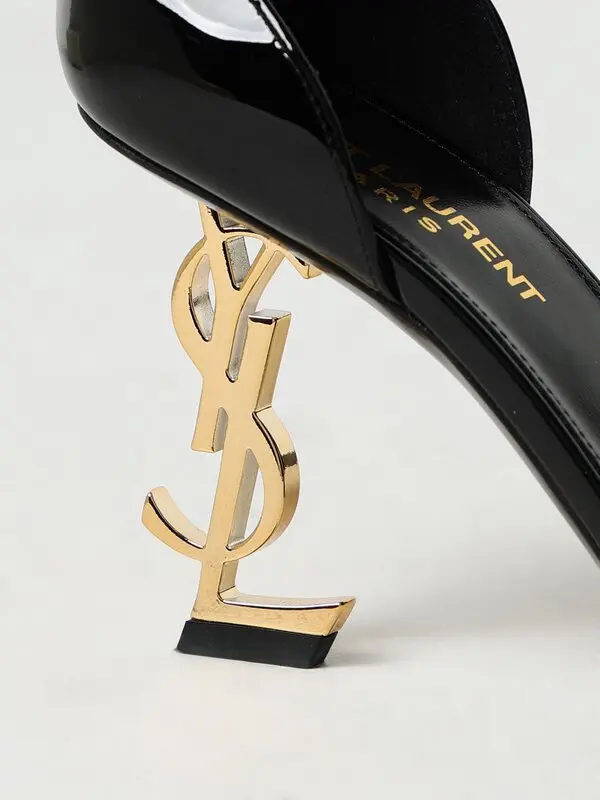 Saint Laurent Patent Leather Heeled Sandals With Gold-tone Heel