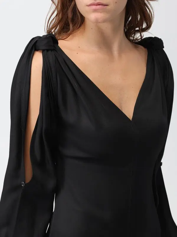 Bottega Veneta V-neck Midi Dress With Cut-out Sleeves