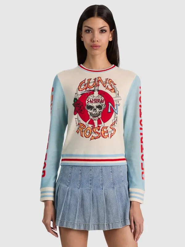 Alice + Olivia Carolee Wool Printed Pullover - Appetite For Destruction