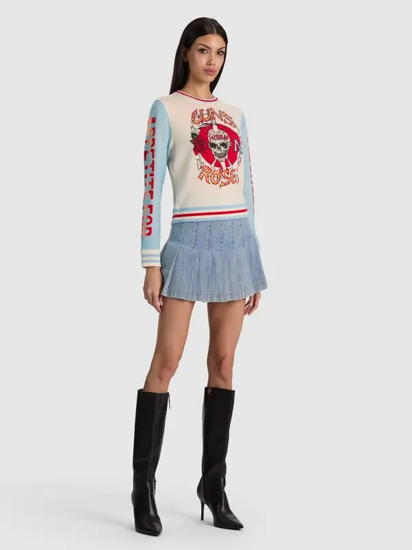 Alice + Olivia Carolee Wool Printed Pullover - Appetite For Destruction