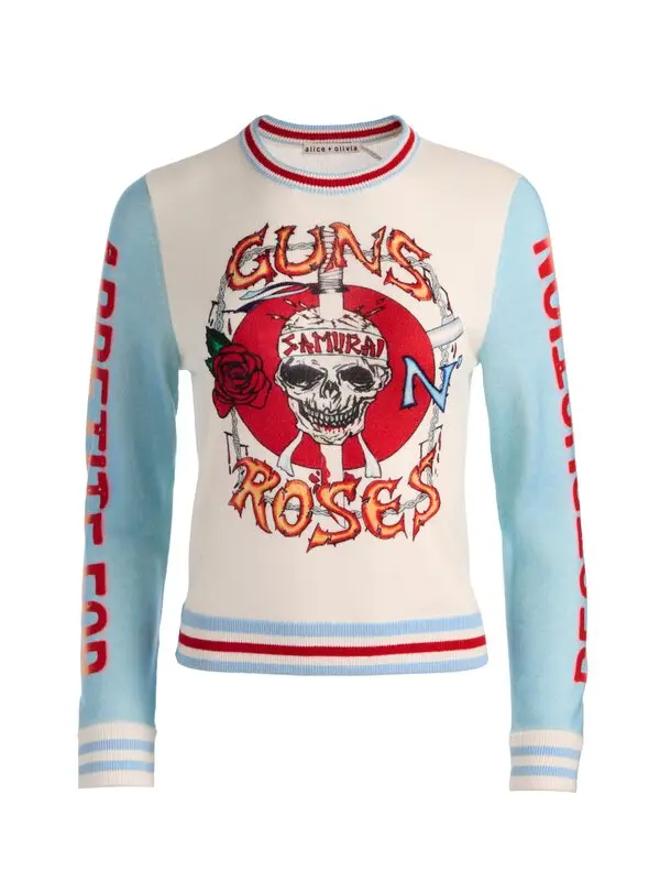 Alice + Olivia Carolee Wool Printed Pullover - Appetite For Destruction