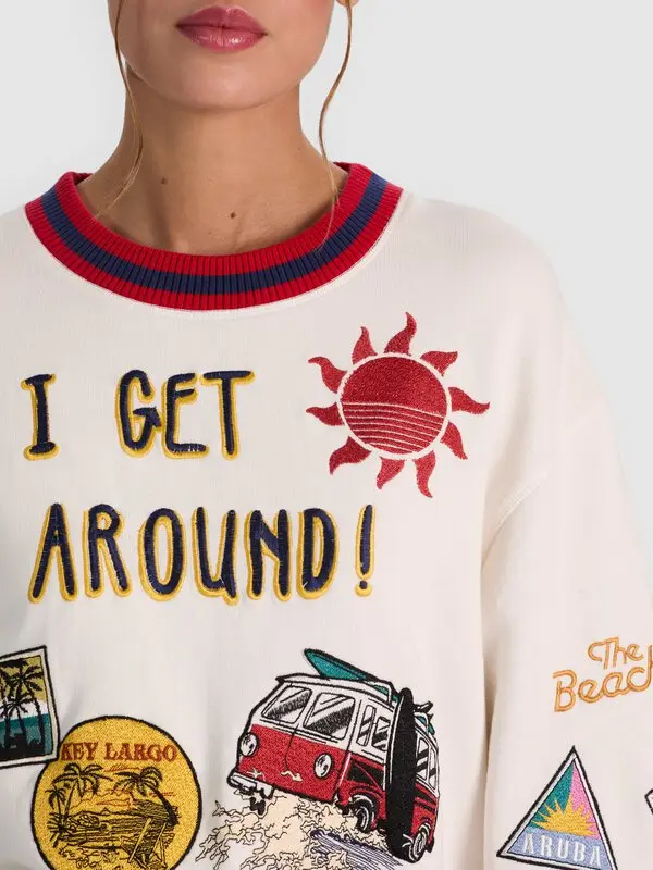 Alice + Olivia Russell Embroidered Crewneck Sweatshirt