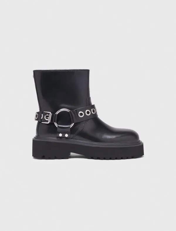 Maje Leather Biker Boots