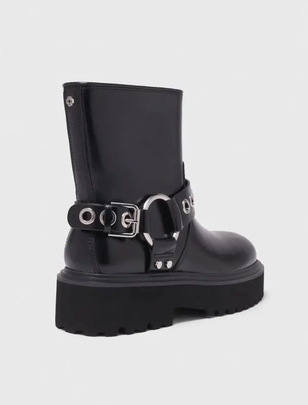 Maje Leather Biker Boots