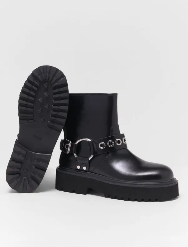 Maje Leather Biker Boots