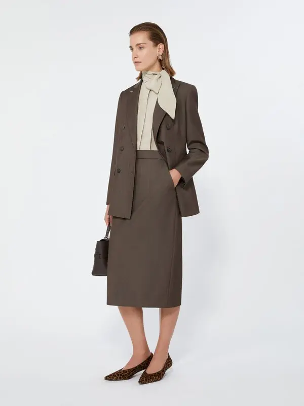 Max Mara Wool Gabardine Pencil Skirt