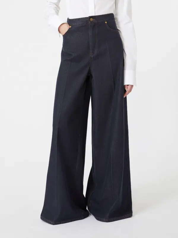 Max Mara Denim-look Cotton Wide-leg Trousers