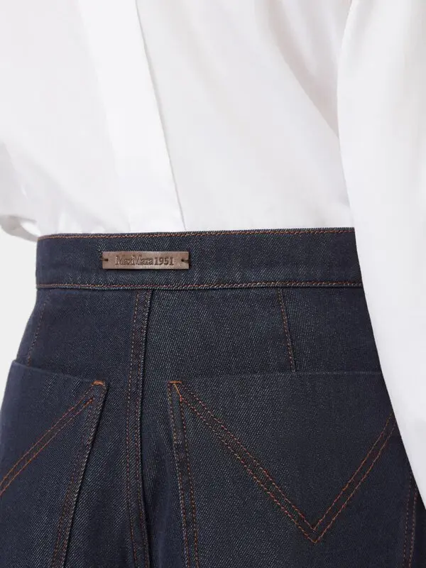 Max Mara Denim-look Cotton Wide-leg Trousers