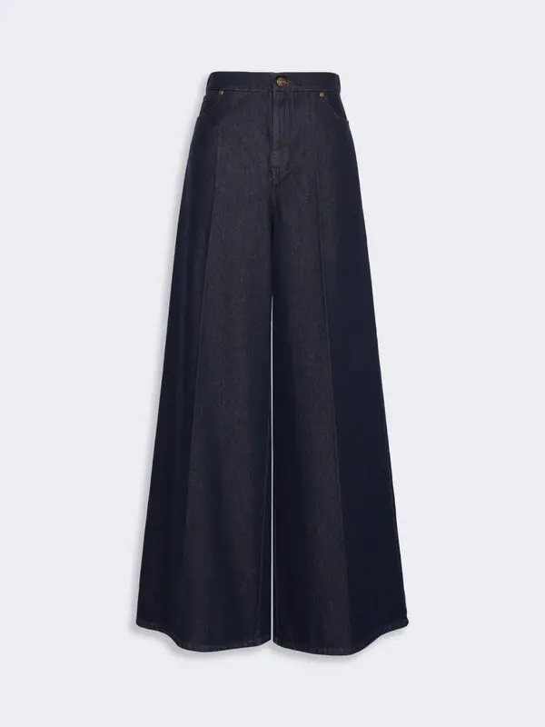 Max Mara Denim-look Cotton Wide-leg Trousers