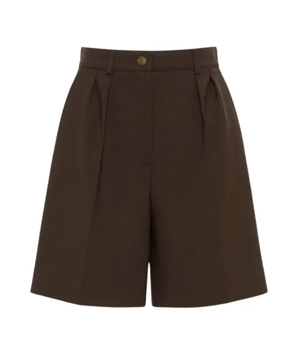 Max Mara Double Woolen Cloth Bermuda Shorts - Dark Brown