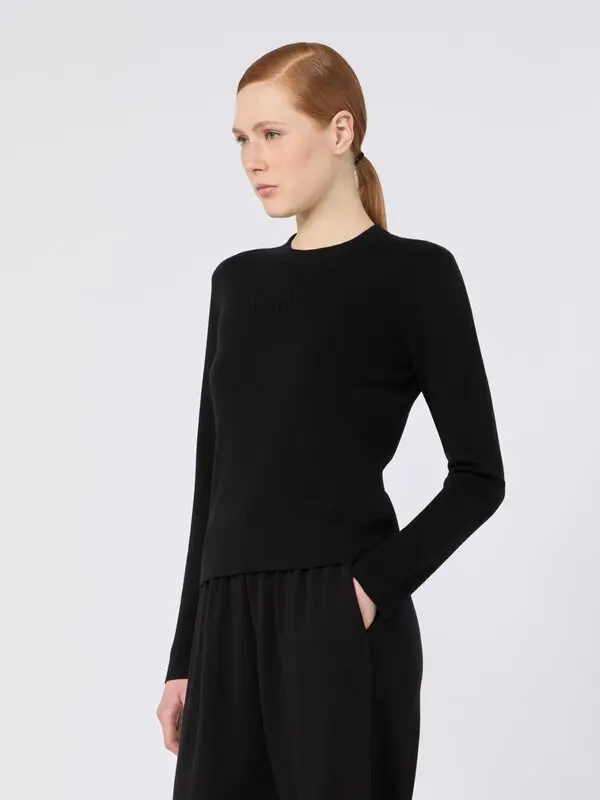 Max Mara Wool Yarn Sweater With Embossed Logo Detail