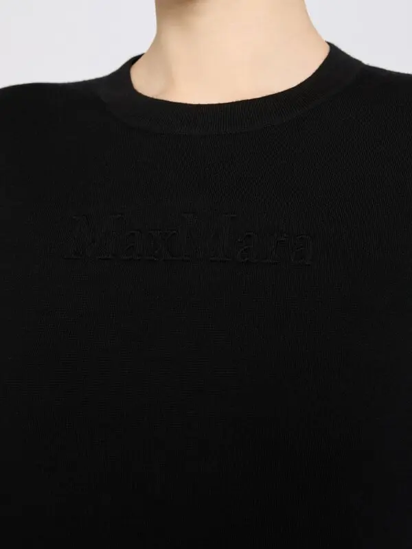 Max Mara Wool Yarn Sweater With Embossed Logo Detail