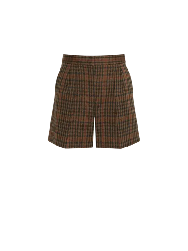 Max Mara Glen Plaid Jersey Tailored Shorts - Tobacco