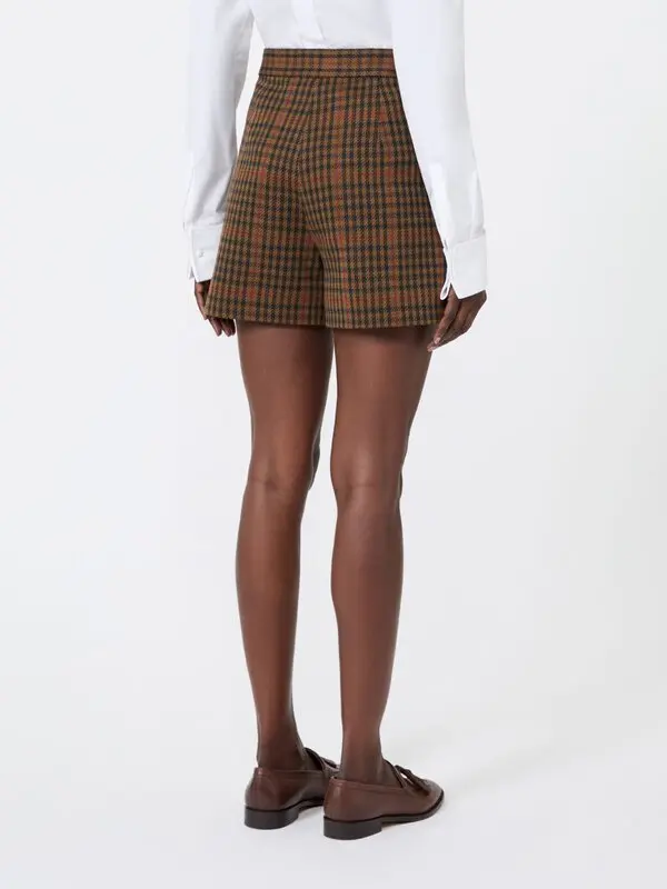 Max Mara Glen Plaid Jersey Tailored Shorts - Tobacco