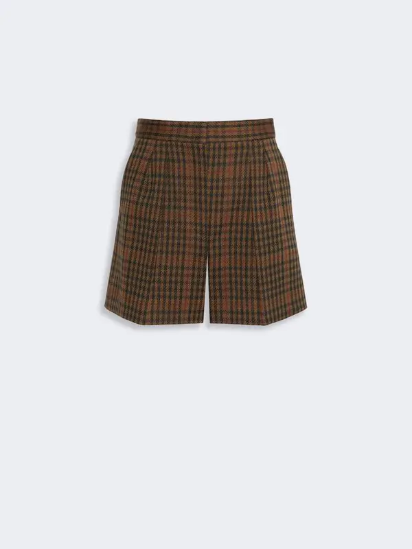 Max Mara Glen Plaid Jersey Tailored Shorts - Tobacco