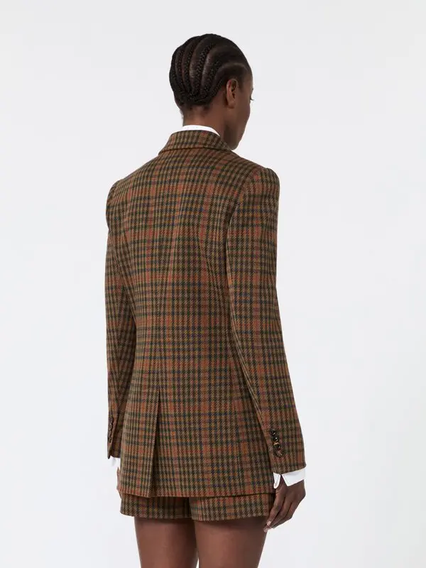 Max Mara Single-breasted Glen Plaid Jersey Blazer