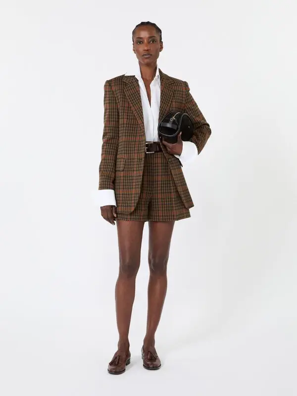 Max Mara Single-breasted Glen Plaid Jersey Blazer
