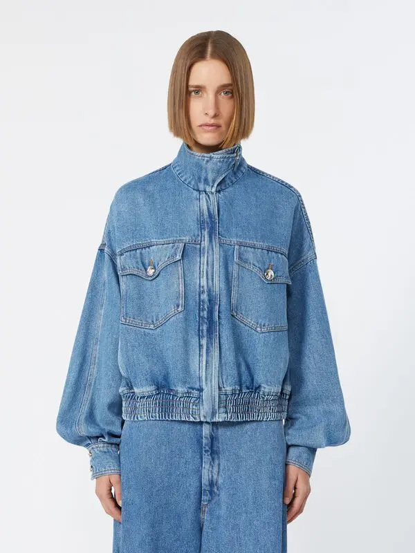 Max Mara Oversized Indigo Denim Bomber Jacket