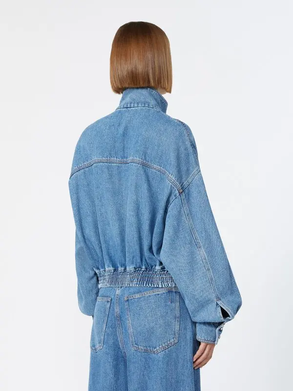 Max Mara Oversized Indigo Denim Bomber Jacket