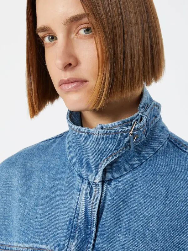 Max Mara Oversized Indigo Denim Bomber Jacket