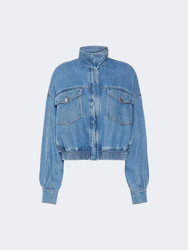 Max Mara Oversized Indigo Denim Bomber Jacket