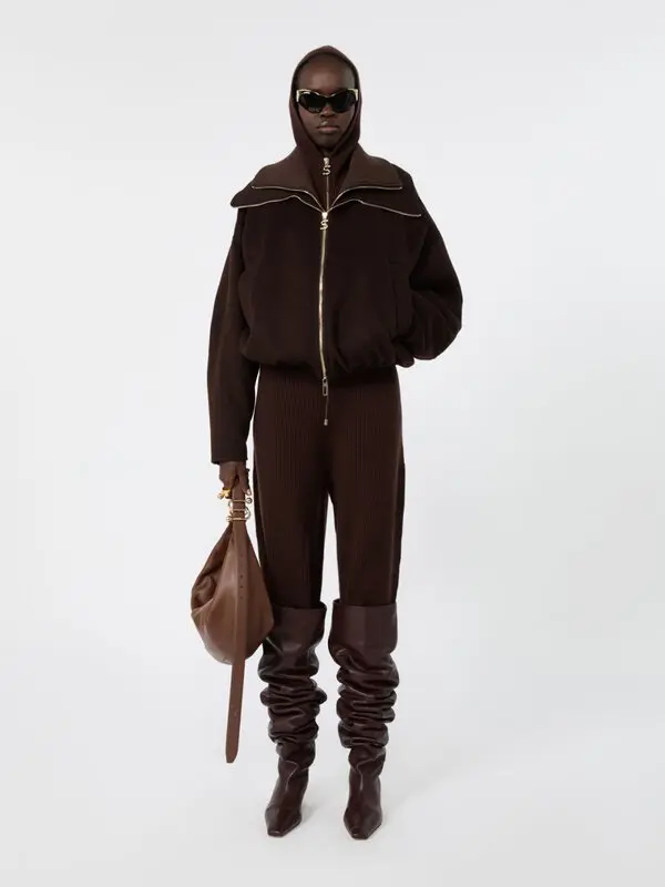 Max Mara Pure Wool Bomber Jacket With Removable Bib