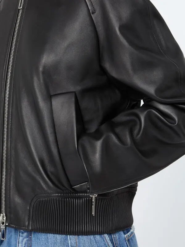 Max Mara Nappa Leather Bomber Jacket