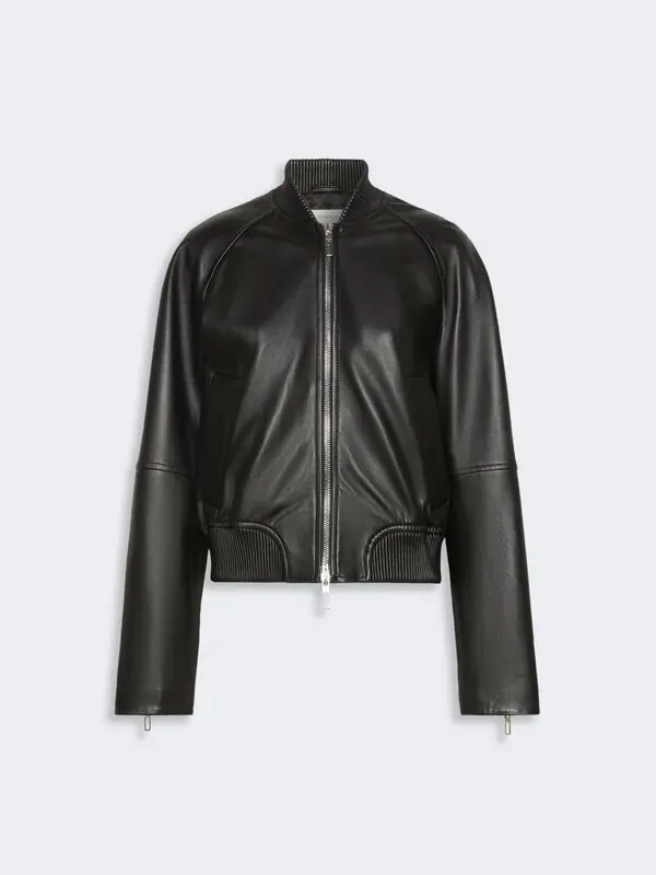 Max Mara Nappa Leather Bomber Jacket