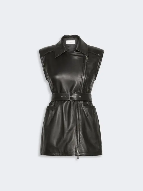 Max Mara Sleeveless Nappa Leather Jacket
