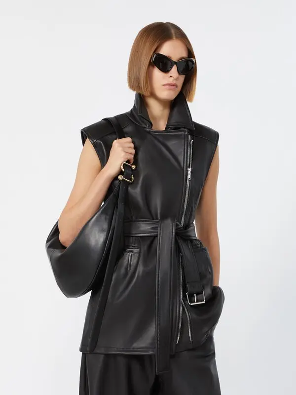 Max Mara Sleeveless Nappa Leather Jacket
