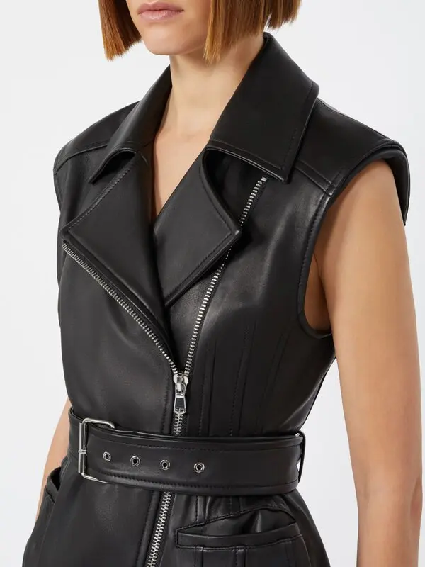 Max Mara Sleeveless Nappa Leather Jacket