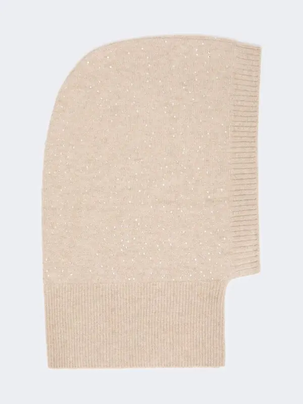 Max Mara Cashmere Balaclava With Rhinestones - Beige