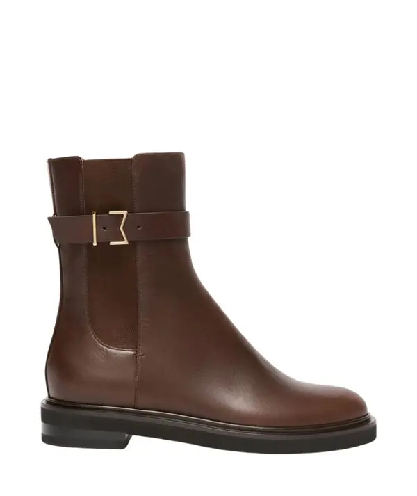 Max Mara Leather Chelsea Boots With Ankle Strap - Brown