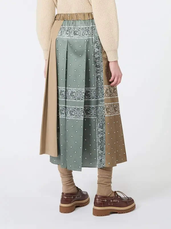Max Mara Printed Twill And Cotton Drill Skirt