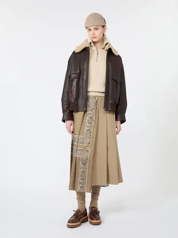 Max Mara Printed Twill And Cotton Drill Skirt