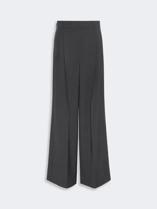 Max Mara Wide Leg Tailored Wool Trousers With Double Pleats