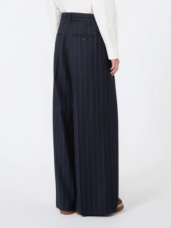 Max Mara Wool Pinstriped Flannel Trousers