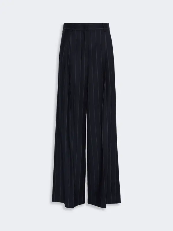 Max Mara Wool Pinstriped Flannel Trousers