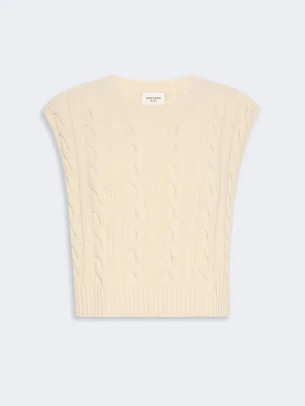Max Mara Cable Knit Wool Yarn Gilet